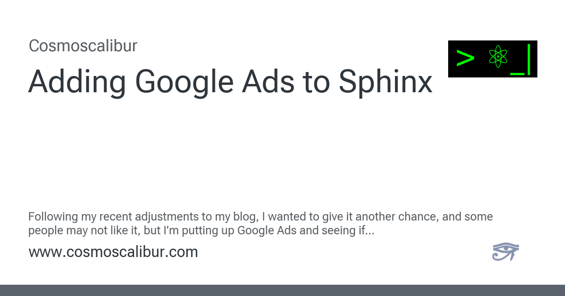 Adding Google Ads to Sphinx — Cosmoscalibur